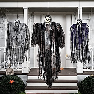 JOYIN 3 Pack Hanging Halloween Skeleton Ghosts Decorations, Grim Reapers for Best Halloween Outdoor Decorations