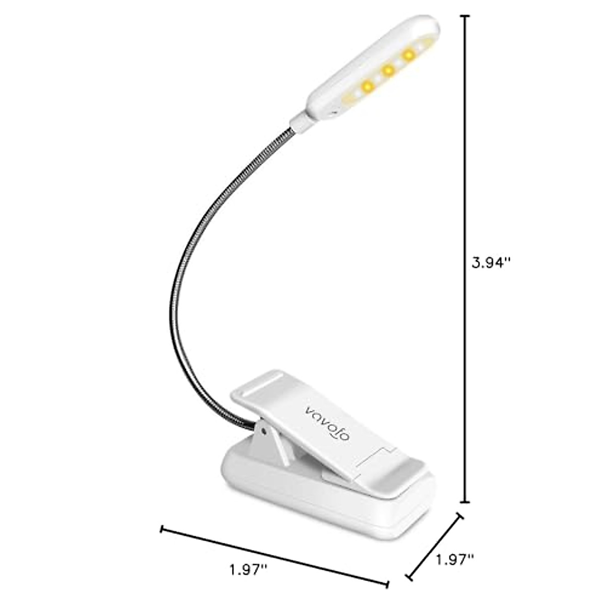 VAVOFO Clip On Book Light for Bed Kids, 7 LED Reading Light with 9-Level Warm Cool White Daylight, Eye Care Lamp with Power Indicator for Bookworms (White)