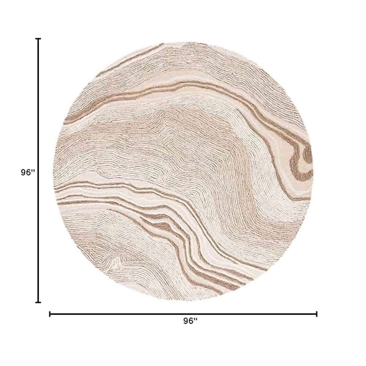 SAFAVIEH Fifth Avenue Collection Area Rug - 8' Round, Beige & Ivory, Handmade Mid-Century Modern Abstract New Zealand Wool, Ideal for High Traffic Areas in Living Room, Bedroom (FTV121B)