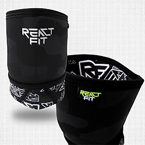React FIT 7mm SBR Neoprene Knee Sleeves (1 Pair) Support & Compression for Weightlifting, Powerlifting, CrossFit, Training, WOD, GYM, Workout, Sports, Squats, Injury Protection (Medium, Punisher)