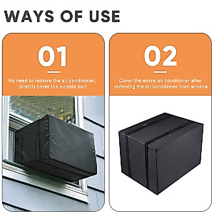 Window Air Conditioner Cover Outdoor, Luxiv Outside Window AC Unit Cover Black Dust-proof Waterproof AC Cover Outdoor Window AC Protection Cover (21Wx16Dx15H)