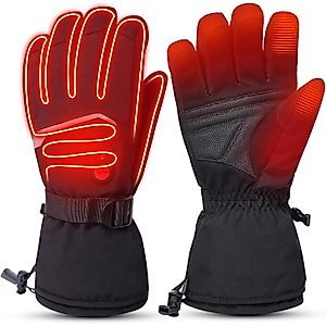 day wolf Upgraded Heated Gloves for Men Women, Waterproof and Touch Screen 7.4V 2200mAh Rechargeable Electric Gloves Hand Warmer for Skiing, Snowboarding, Skating, Camping Hiking Running