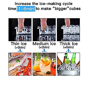 Kndko Ice Maker 45Lbs,2-Way Add Water,Self Cleaning Ice Makers Countertop,Home Ice Machine,Ice Size Control,24H Timer,Party Countertop Ice Maker for Home Bar RV,Stainless Steel Ice Maker Machine