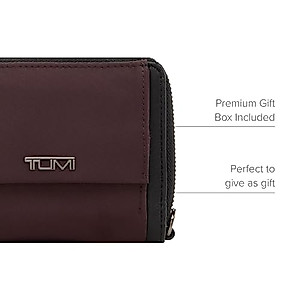 TUMI - Voyageur Tri-Fold Zip-Around - Aesthetic Women's Zipper Wallet with Cash/Card Holders - Travel Wallet - With Gift Box - Deep Plum
