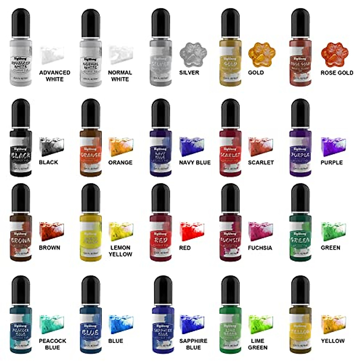 Alcohol Ink Set - 20 Bottles Vibrant Colors High Concentrated Alcohol-Based Ink, Concentrated Epoxy Resin Paint Colour Dye Great for Resin Petri Dish, Coaster, Painting, Tumbler Cup Making(10ml Each)