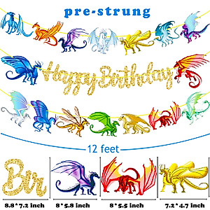 Dragon Birthday Party Banners Dragon Party Gold Happy Birthday Banners Dragon Theme Birthday Party Hanging Decoration for Fantasy Dragon Party Dragon Theme Baby Shower Supplies