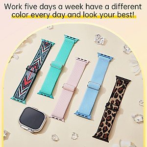 Ron json Nylon Watch Band Compatible with Apple Watch Band 38mm 40mm 41mm 42mm 44mm 45mm 49mm, iWatch Series 9/8/7/6/5/4/3/2/1/SE/Ultra/Ultra 2, Women Men