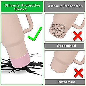 11 Pack for Stanley Cup Accessories, Silicone Reusable Replacement Straws with Straw Covers Cap & Brush for Stanley 40oz, Anti-Slip Protective Stanley Cup Boot Sleeve 40 oz Silicone Bottom Bumper Boot