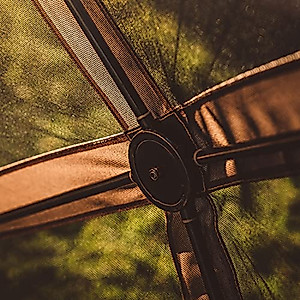 Gazelle G6 6-Sided 12 Foot x 12 Foot Pop Up Portable 8 Person Camping Gazebo Day Tent with Hub Design and Mesh Screen Windows, Desert Sand