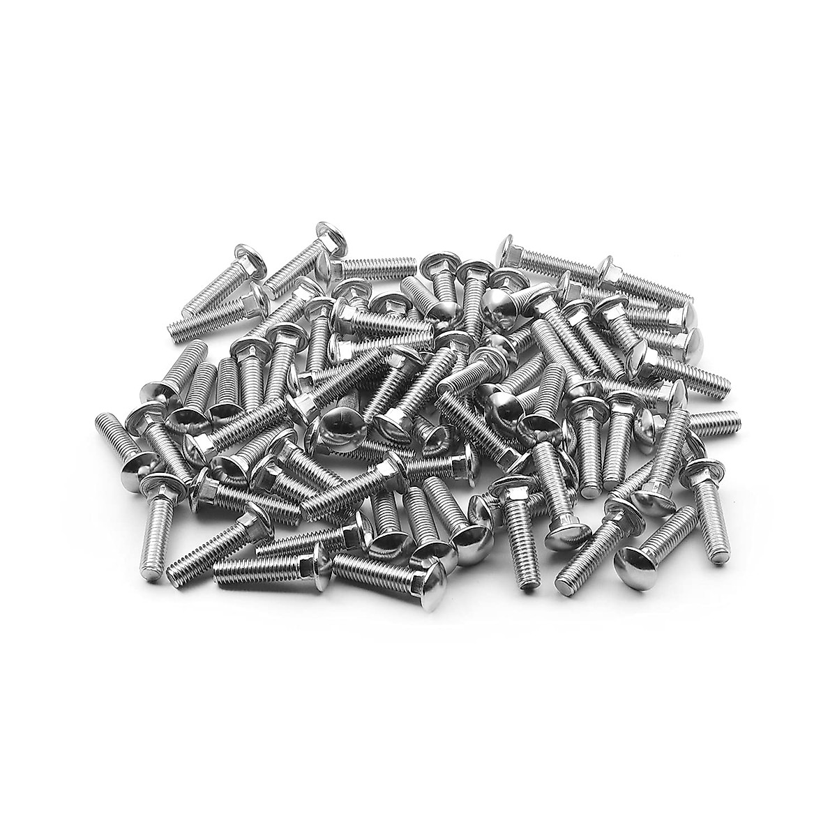 MroMax 100PCS Carriage Bolts M6x25mm Half Round Head Square Neck Bolt Fasteners 304 Stainless Steel Neck Carriage Bolt Silver Tone