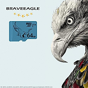 BRAVEEAGLE 64GB microSD Card Class 10 SD Memory Card UHS-1 for Camera/Drone/Dash Cam (64GB U1)