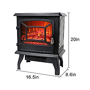Electric Fireplace Heater Fake Wood Freestanding Fireplace Stove with Realistic Dancing Flame Effect CSA Certified Overheating Safety Protection fire Place Mantle Decor for Living Room 17" 1400W