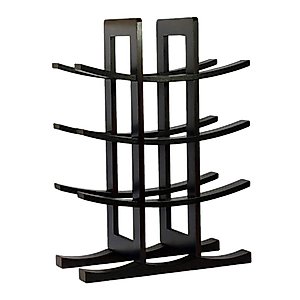 LIFKOME Black Display Tiered Cabinets Standing for Adornment Organizer Countertop Household Stand Free Home Wine Storage Bar Holder Great Rack Bottle Tabletop Wooden Red Shelf Bamboo