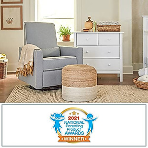 DaVinci Piper Upholstered Recliner and Swivel Glider in Grey with Cream Piping, Greenguard Gold & CertiPUR-US Certified