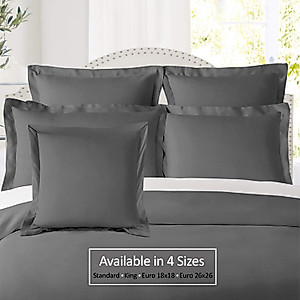 Nestl Soft Pillow Shams Set of 2 - Double Brushed Microfiber Pillow Covers - Hotel Style Premium Bed Pillow Cases, with 1.5” Decorative Flange, Standard 20"x26" - Gray
