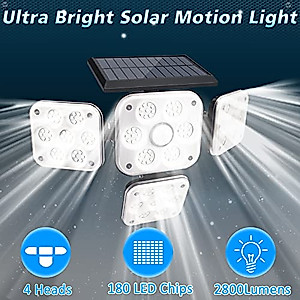 ‎Flora Element Solar Lights Outdoor with Motion Sensor, 180 LED 3000LM Security Lights with Remote Control 4 Adjustable Heads IP65 Waterproof Flood Lights for Garage Garden Yard Pathway 2 Pack