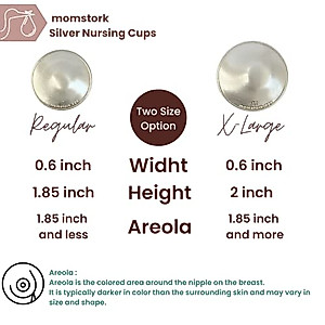 The Original Silver Nursing Cups - Nipple Shields for Nursing Newborn for Sore Cracked Breastfeeding Nipples - 925 Healing Cups Soothe,Relief,Protect and Care with Suede Storage Case (Regular)