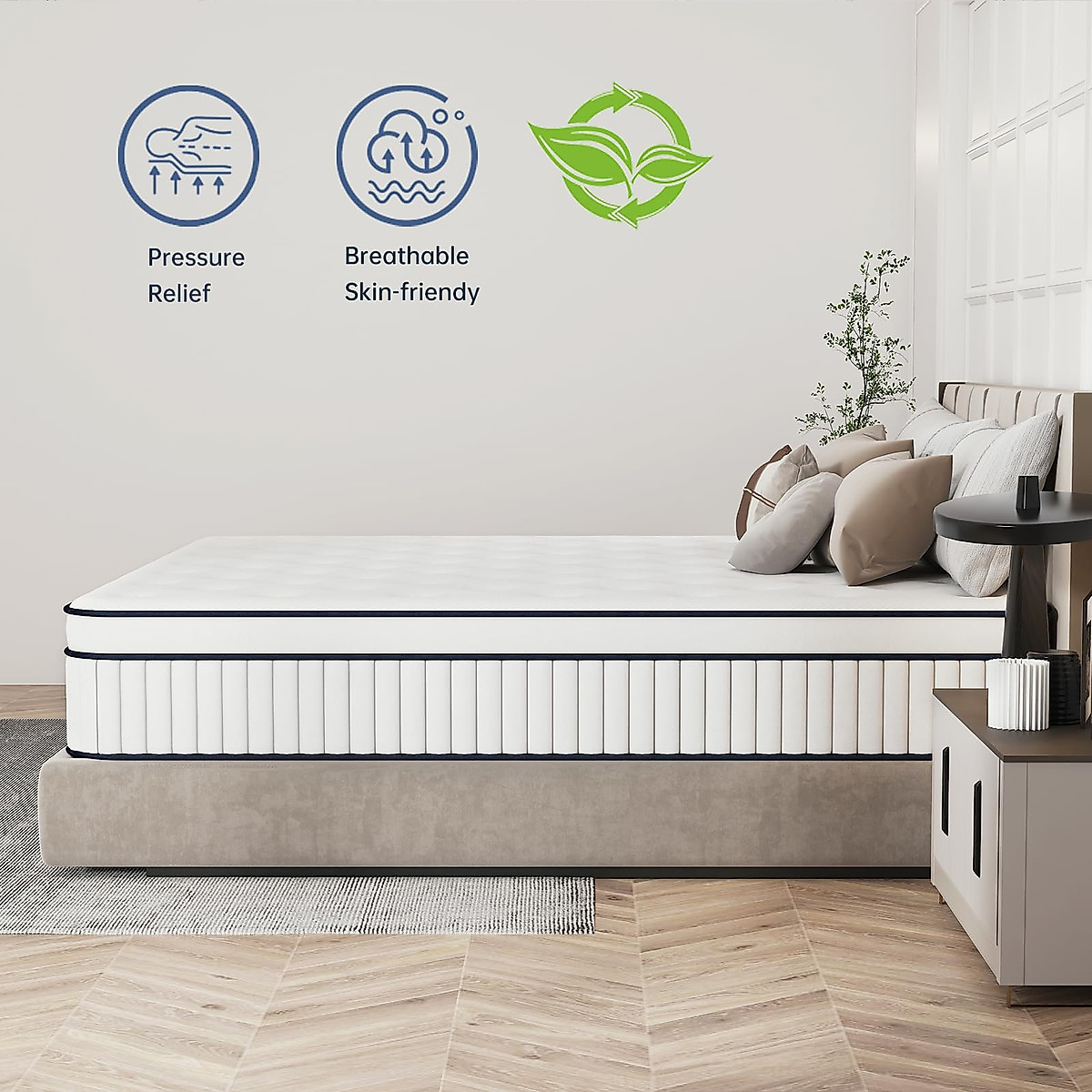 SUAYEA California King Mattress, 12 Inch Cal King Mattress in a Box, (Upgrade Strengthen) Hybrid Matterss with Pocket Spring and Soft Foam, Ultimate Motion Isolation, Strong Edge Support, Medium Firm