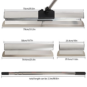 Futchoy Drywall Skimming Blade Set - 12", 22" & 32" Blades + 34.65-80.71"Extension Handle | Pro-Grade | Stainless Steel Construction | High-Impact End Caps