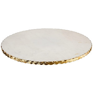 Mud Pie 41140011 Marble Lazy Susan White, 16" dia