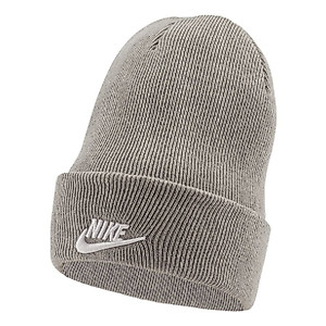 Nike Unisex Sportswear Cuffed Utility Beanie (as1, Alpha, one_Size, Light Grey Heather/White)