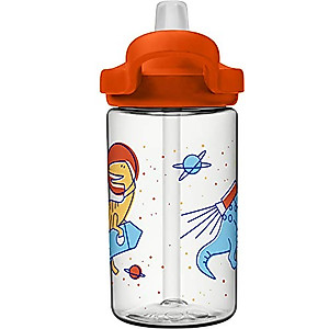 Eddy+ Kids BPA-Free Water Bottle with Straw, 14oz, Space Dinos