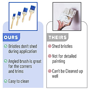 Bates Paint Brushes - 4 Pack, Wood Handle, Paint Brush, Paint Brushes Set, Professional Wall Brush Set, House Paint Brush, Trim Paint Brush, Sash Paint Brush