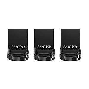 SanDisk 32GB 3-Pack Ultra Fit USB 3.1 Flash Drive (3x32GB) - SDCZ430-032G-G46T, Black