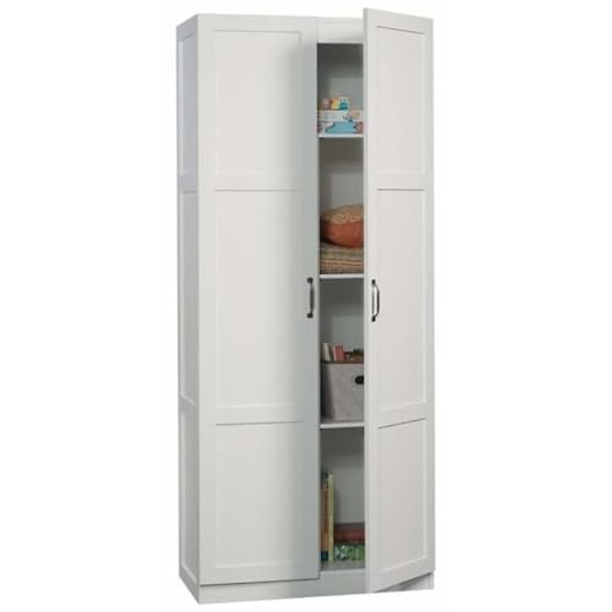 Pemberly Row 29" W Traditional Style Storage Cabinet, Pantry Cabinet, Linen Cabinet with Shelves in White