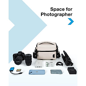 BAGSMART Camera Bag, Small Camera Case with Tripod Holder, Compact Camera Shoulder Bags for DSLR/SLR/Mirrorless Cameras, Waterproof Crossbody Camera Bag Women Men, Ivory White