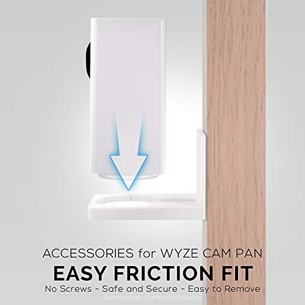 BRAINWAVZ Screwless Wall Mount Kit for Wyze Cam Pan, VHB Stick On - Easy to Install, Full Tilt & Pan Function, No Mess, No Drilling, Strong Adhesive Mount (White)