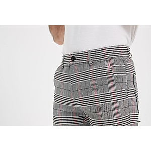 Plaid&Plain Men's Plaid Pants Skinny Dress Pants for Men Skinny Chino Pants Men 7301 Plaid-11-28X30