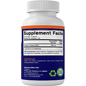 Vitamatic NAC N Acetyl L-Cysteine 600 mg 120 Veg Capsules