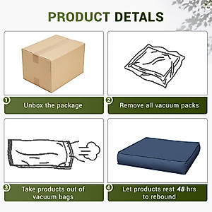 Amopatio Outdoor Cushions, Replacement Patio Furniture Cushions for Outdoor Furniture, Waterproof & Fade Resistant Cushions for Patio Sectional Couch(Cushion Cores & Covers, Navy)