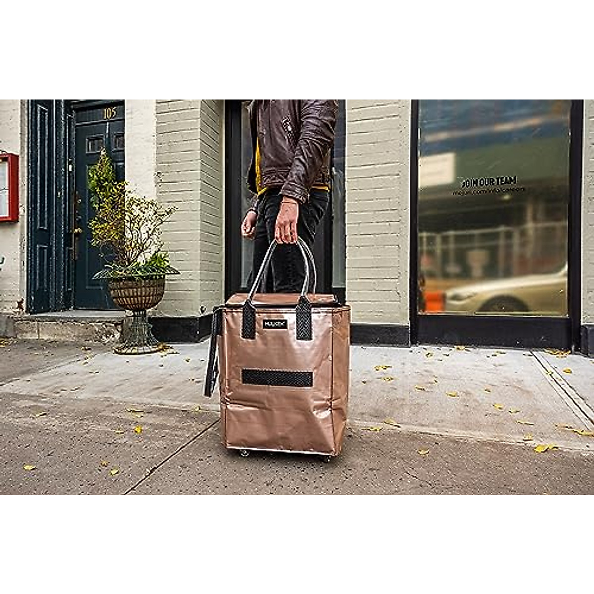 HULKEN - (Medium, Rose Gold) Reusable Grocery Bag On Wheels, Shopping Trolley, Rolling Tote, Zipper Closure, Lightweight, Carries Up to 66 lb, Folds Flat, Unbreakable Handles