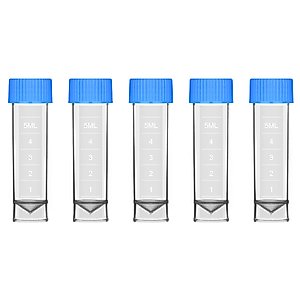 stonylab Graduated Cryogenic Tubes, 5 ml Free-Standing Polypropylene Cryogenic Storage Vials with Cap and Silicone Gasket, Pack of 100