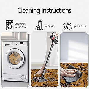 Leopard Print Rug for Bedroom 4x5 ft Cute Animal Navy BlueCheetah Print Area Rugs for Living Room Dining Room Non-Slip Animal Skin Rug for Under Desk