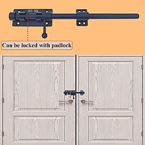 12in Slide Bolt Gate Latch 304 Stainless Steel Barrel Bolt Latch Heavy Duty Door Security Lock Thickened Door Latches Hardware with Mounting Screws for Barn Fence Shed Basement