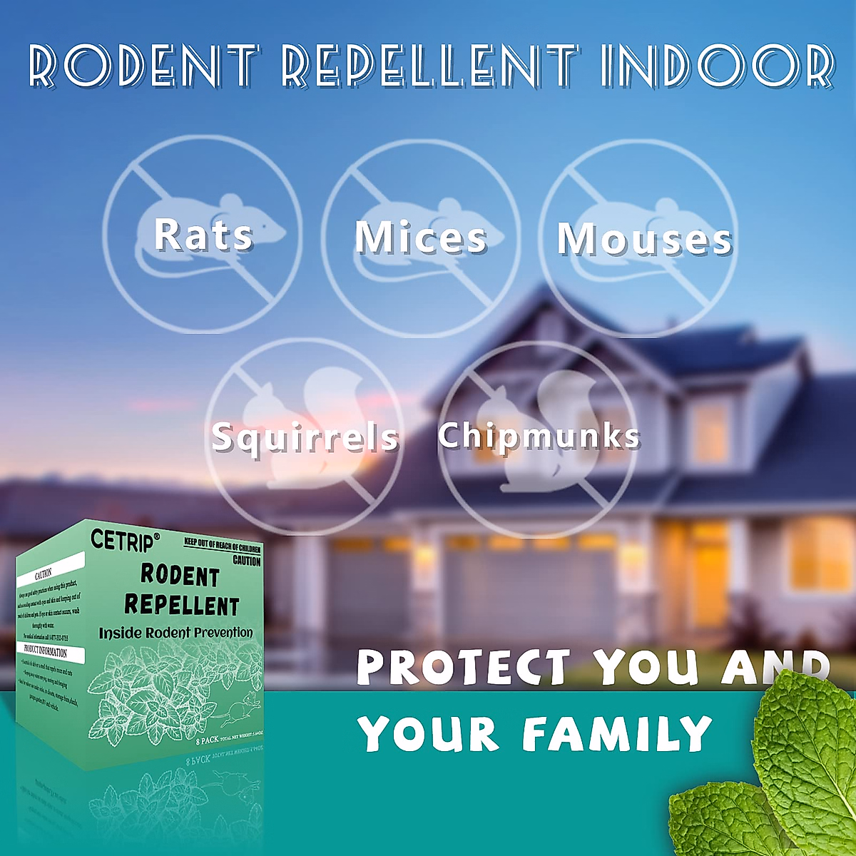 suphanlin CETRIP Peppermint Oil to Repel Mice and Rats,Mouse Repellent,8 Pack Rodent RepellentRat Repellent Outdoor/Indoor,Mouse Deterrent Indoor, Rodent Deterrent