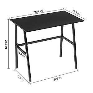 Alecono Small Computer Desk 35'' Kids Writing Desk for Small Space Simple Home Workstation Office Tiny Desk Student Study PC Gaming Table with Metal Frame for Bedroom, Black (X002EYTOCB)