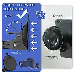 LenTok Suction Cup Mirror Phone Holder with Light, Travel Wall Phone Camera Mount for Makeup Content Creator Essentials, Mirror Tripod for Bathroom Kitchen Compatile with All Smooth Surface