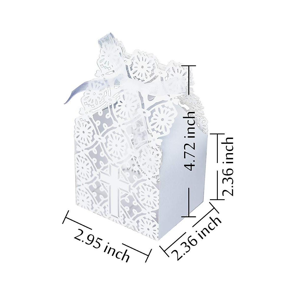 JOLALIA Baptism Cross Favor Boxes 50pcs,Laser Cut Candy Gift Box With Ribbons for Baptism, Christening Party, First Communion Baby Shower Wedding Party Bomboniere Decoration (2.9" x2.36" x3.14")