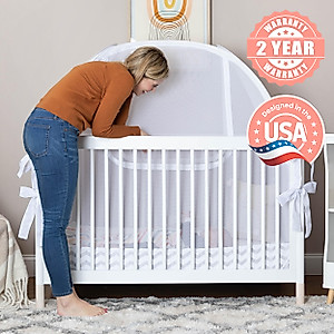 Crib Tent by Pro Baby Safety - Crib Topper Net with Viewing Window – See Through Soft Silky Mesh - Zippered Safety Top for Mosquito Bites and Falling Protection for Infant