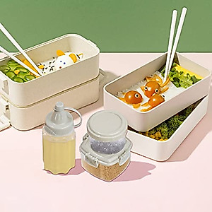 ZIIVARD 4 Pieces Mini Squeeze Bottles 2 OZ Bento Box Plastic Condiment Bottle Tomato Ketchup Honey Salad Dressing Container (style 3)