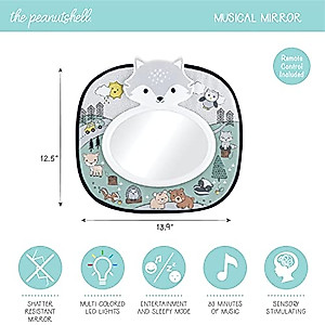 The Peanutshell Musical Baby Car Seat Mirror, Woodland Animals with Lights