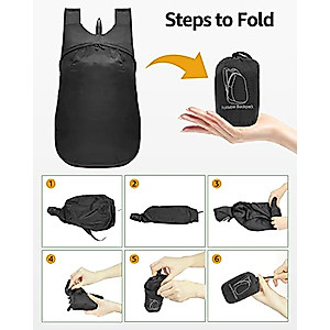 MULISOFT 30L Foldable Hiking Backpack, Lightwight Camping Backpack For Men & Women, Water-resistant Travel Daypack, Multifunctional Black Backpack For Cycling Outdoor Sports