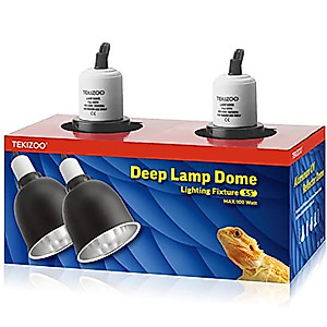 TEKIZOO Reptile Light Fixture 5.5 Inch Deep Dome Aluminum Optical Reflector Cover for Tortoise Habitat and Reptile Tank Glass Terrariums(2 Pack)