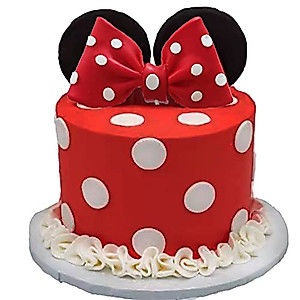 Mouse Cake Topper Bow and Ears for Birthday (Red)
