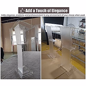 EESHHA Lectern Podium Stand Acrylic Lectern Podiums, Church Clear Pulpit Podium, Heavy-Duty Lecture Stand with Edge Stopper, Wedding Restaurant Lecterns Stand