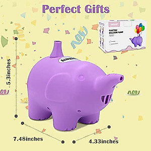 Balloon Pump,AcmyslaT Electric Balloon Pump Kit 600W 110V,Cute Elephant Balloon Air Pump with Tying Tool,Dot Glue,Flower Clip for Party/Wedding/Christmas/Birthday/Ceremony Decoration (Purple)